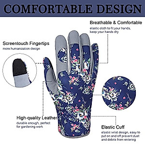 MERTURN Leather Gardening Gloves for Women Garden Gloves Thorn Proof Mother's Day Gift Touch Screen Design Heavy Duty Yard Working Gloves for Planting, Digging, Pruning Women Gardening Gift