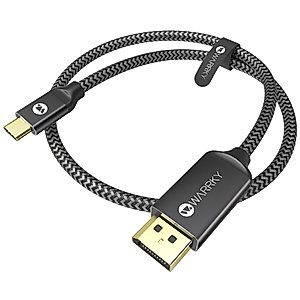 Warrky USB C to DisplayPort Cable for Office and Gaming (4K 60Hz, 2K/1440P 165Hz) Aluminum Type-C to Display Port Cord [Thunderbolt 3/4 Compatible] for MacBook Pro/Air, iPhone 15 Series, iPad -6ft