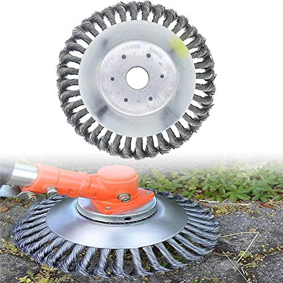 HUYUR 8 Inches Steal Wire Brush Cutter Trimmer Head with Adapter for for String Trimmers, Rust Removal, Lawn Mower - Cutter Garden Grass Accessories Tool