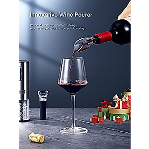 KNIPAN Electric Wine Opener 5-IN-1, Automatic Wine Bottle Openers with Foil Cutter, Wine Aerator Pourer, Vacuum Stopper, Rechargeable Electronic Corkscrew Wine Opener Kit