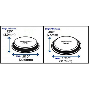 Round Clear Adhesive Bumpers Combo (Large, Medium) - Transparent Self Stick Rubber Pads for Glass Table Top, Furniture, Laptop, Mirrors - 20 PCs