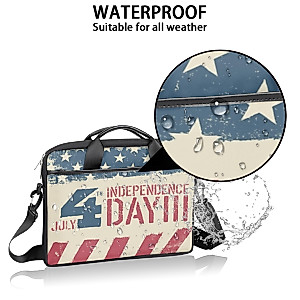 Vintage Usa Flag Laptop Computer Bag Waterproof Shoulder Messenger Bag 13-15 inch Durable Laptop Tote Bag with Shoulder Strap Handle Lightweight Crossbody Briefcase