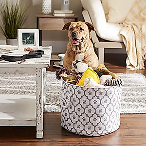 Bone Dry Pet Storage Collection Lattice Paw Print, Medium Round, White/Gray