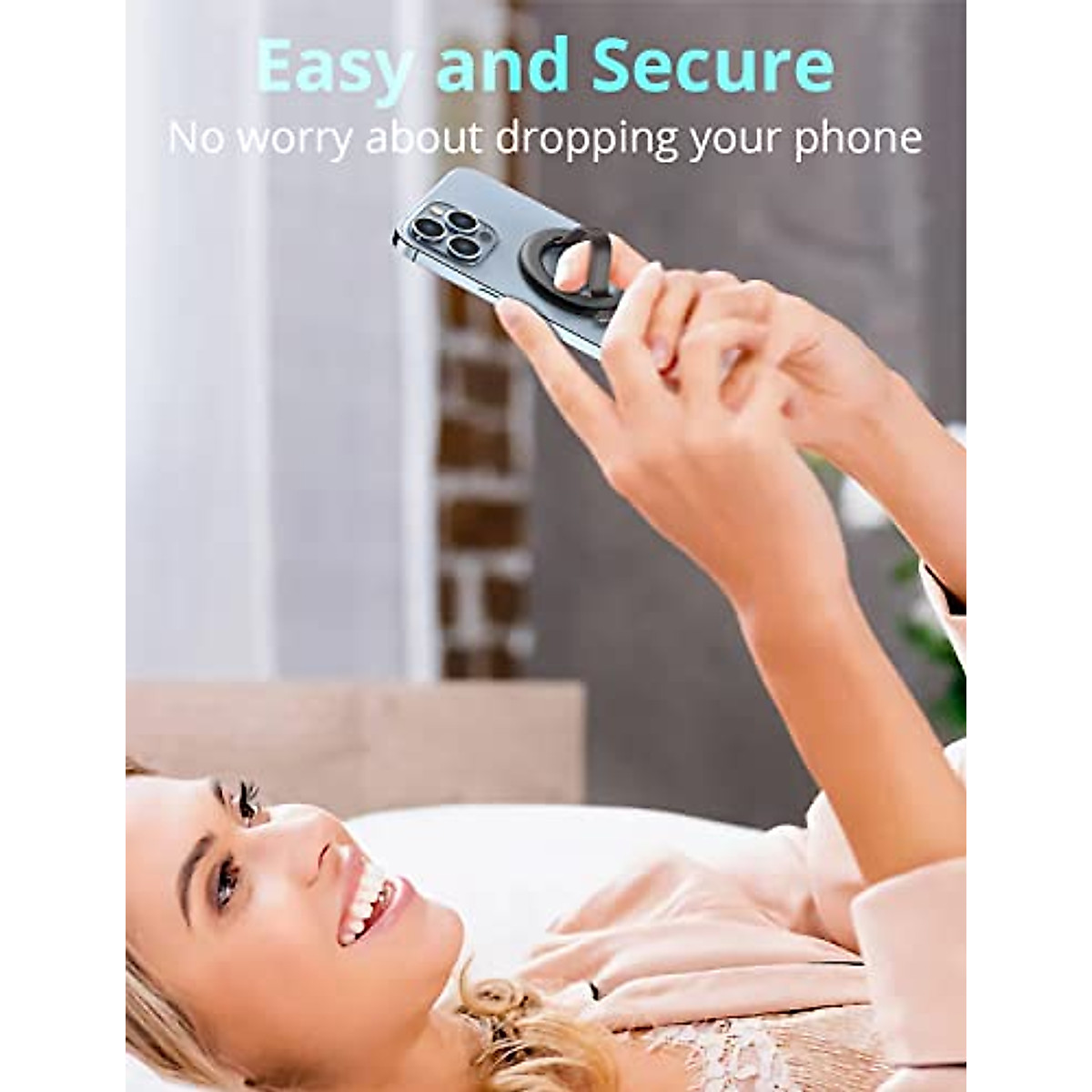 SUPMEGA Magnetic Phone Grip for MagSafe, Magnetic Phone Ring Holder with Leather Finger Grip and Stand, only for iPhone 14 Pro Max, 14 Plus, 14 Pro, 14, 13 Pro Max, 13 Pro, 13, 12 Pro, 12