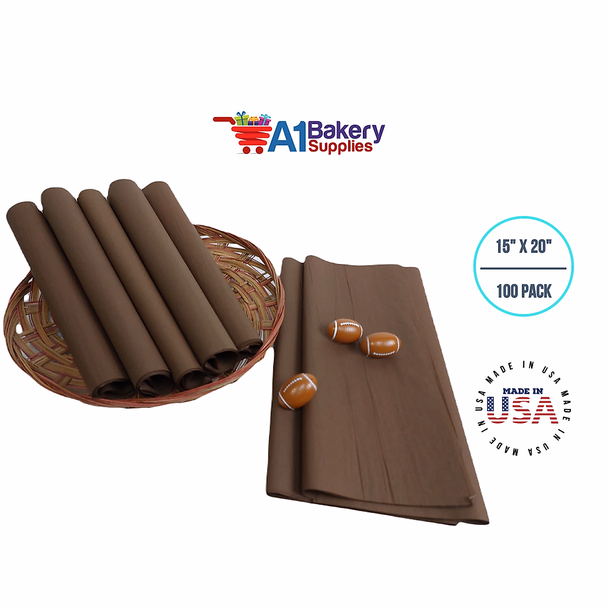 Chocolate Tissue Paper 15 Inch X 20 Inch - 100 Sheet Pack