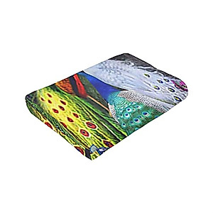 Peacock Throw Blanket Multiple Peacock Elements Luxury Cozy Plush Soft Blanket for Bed, Couch, Sofa, Dorm, Home Decor Prince Size 50"X40"