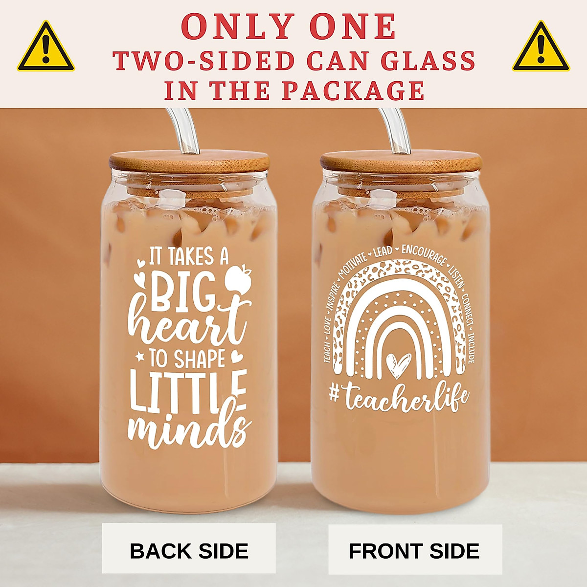 Teacher Appreciation Gifts - Teacher Gifts for Women, Gifts for Teachers Women - Thank You Teacher Gifts, Back To School Day Gifts for Teachers, Teacher Birthday Gifts for Women - 16 Oz Can Glass