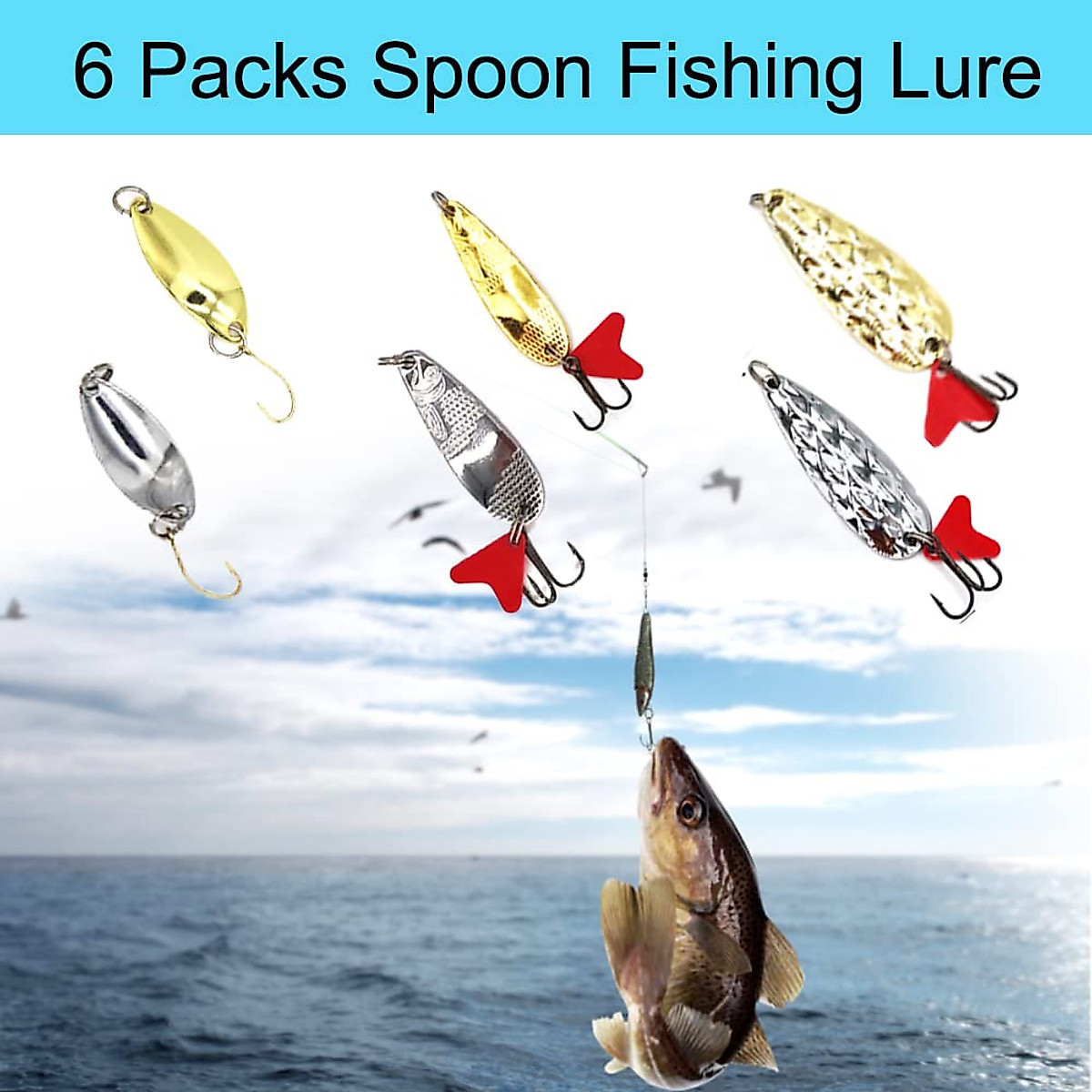LASOCUHOO Fishing Lures Kit, (94Pcs) Spoon Lures, Soft Plastic Worms, Frog Lures, Bait Tackle Kit for Bass, Trout, Salmon for Freshwater and Saltwater