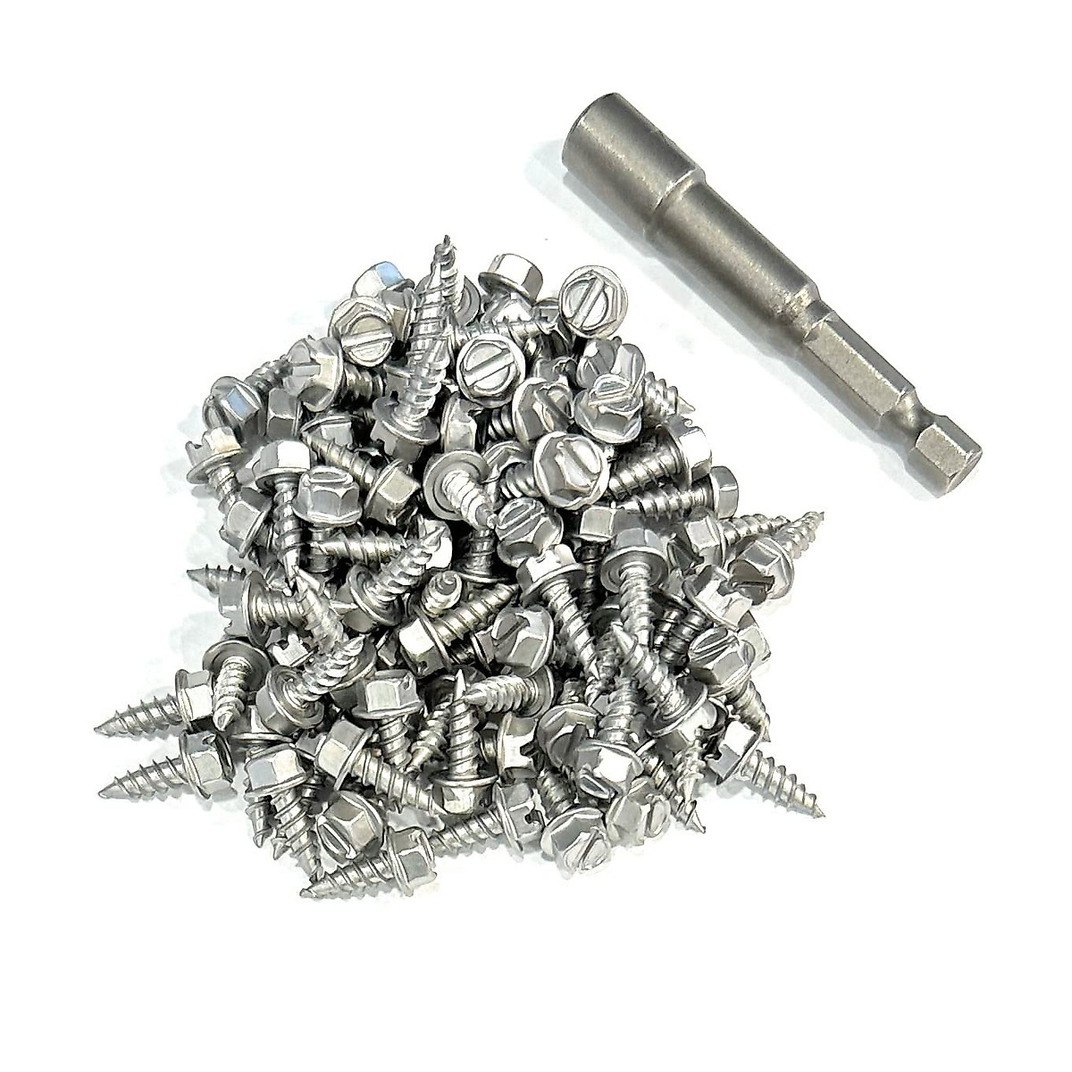 A-M Gutter Guard - Aluminum 5" (100 Feet, Mill Finish) with 100-1/2" #8 Stainless Steel Zip Screws - Includes 1/4" Magnetic Hex Driver