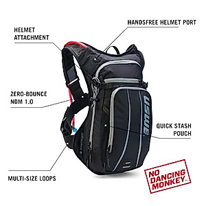 USWE Airborne - Hydration Pack with Hydration Bladder, Bounce Free Backpack for MTB, Cycling, Mountain Biking (9L, Black/Gray)