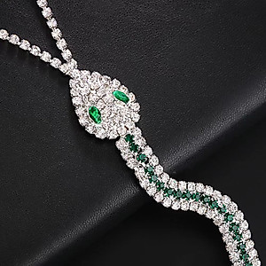 Nieeweiy Rhinestone Chest Bracket Bra Rhinestone Snake Silver Rhinestone Chest Chains Bikini Body Jewelry Simple Body Jewelry for Women