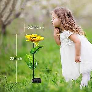 GRUTTI 2-Pack 20 LED Outdoor Solar Sunflower Lights, IP65 Waterproof Decorative Lights Solar Powered Garden Lights for Garden Patio Porc Backyard Pathway