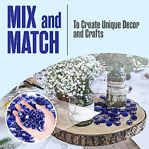 Houseables Glass Stone, Marbles, Pebbles for Vases, Blue, 5 LB, 400-500 Stones, Flat Bottom, Round Top Rocks, Bowl Filler Gems, Iridescent Decor, Decorative Centerpieces, Fire Beads, Florist, Aquarium