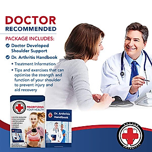 Doctor Developed Shoulder Brace - Comfortable Bursitis Shoulder Brace - Rotator Cuff Shoulder Brace for Pain Relief - Compression Shoulder Brace for Women & Men With Doctor Handbook (Pink)