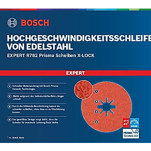 Bosch Professional 25x Expert R782 Prisma Ceramic X-LOCK Fibre Discs (for Steel, Stainless steel sheets, Ø 125 mm, Grit 80, Accessories Small Angle Grinder)