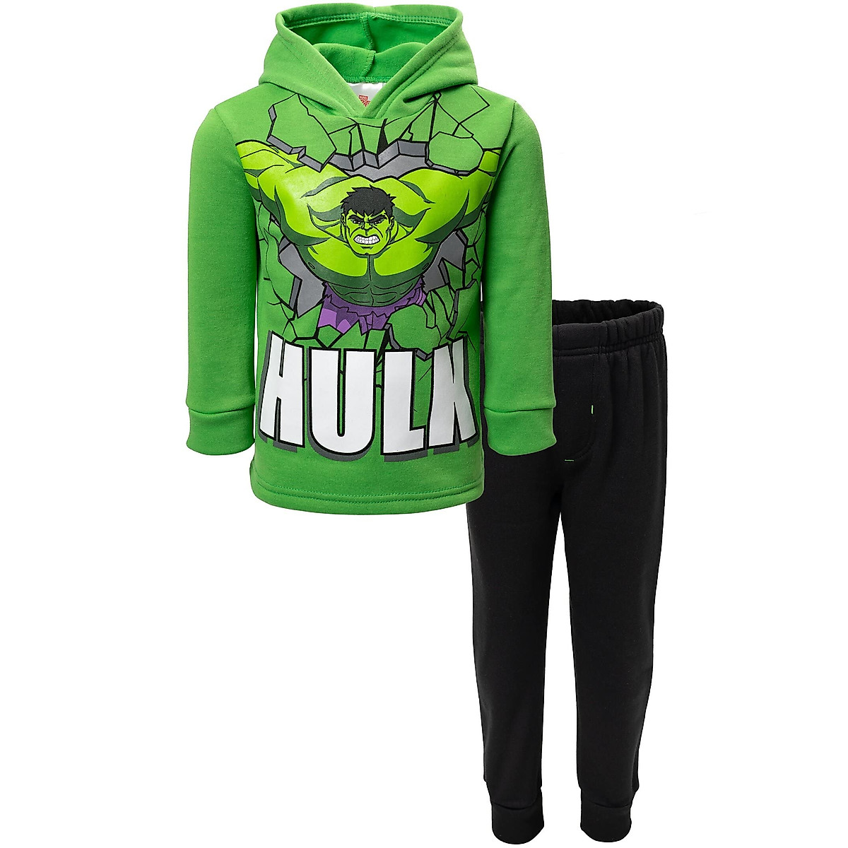 Marvel Avengers Hulk Little Boys Fleece Pullover Hoodie and Pants Outfit Set Green/Black 5