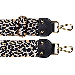 Adjustable Replacement Crossbody Strap Purse Guitar Style Jacquard Woven Embroidered Handbag Straps (Leopard)