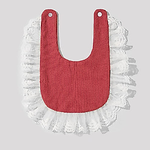 Surakey Baby Muslin Bandana Drool Lace Bibs Adjustable Bibs, Teething and Drooling Bibs Saliva Towel Clean Bibs for Newborn - White