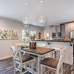 Small Crystal Chandelier for Bedroom, 90% Pre-Assembled 1 Light White Chandelier, Mini Acrylic Crystal Ceiling Light Fixture Charming for Girls Room, Closet, Bathroom, Entryway, Dining Room