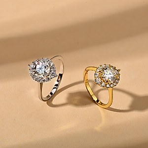 LAVALE Moissanite Engagement Rings for Women, 1.2 CT Lab Created Diamond Promise Rings 18K White Gold Vermeil Knife Edge Moissanite Solitaire Rings for Women Wedding Gifts