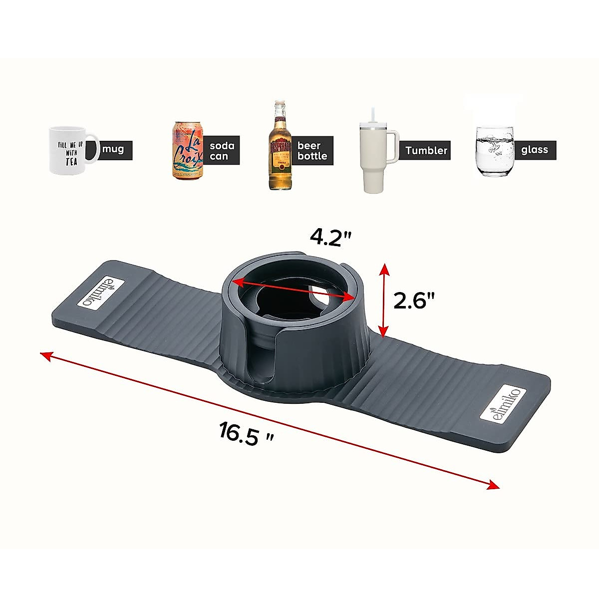 Couch Cup Holder, Elimiko Silicone Sofa Drink Holder with Upgrade Large Cup Holder, for Oversized Mug/Cup/Tumbler/Drink/Coffee/Bottle/Cans (Mocha Brown)