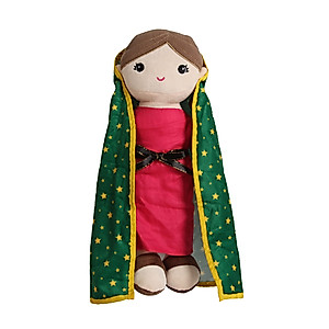Linzy Plush 14'' (35.5 cm) Virgin Mary Doll | Baptism Gift | Muñeca Virgen de Guadalupe | Virgencita | Catholic Blessed Virgin Mary Doll Handmade Doll | Mary Doll Our Lady of Guadalupe