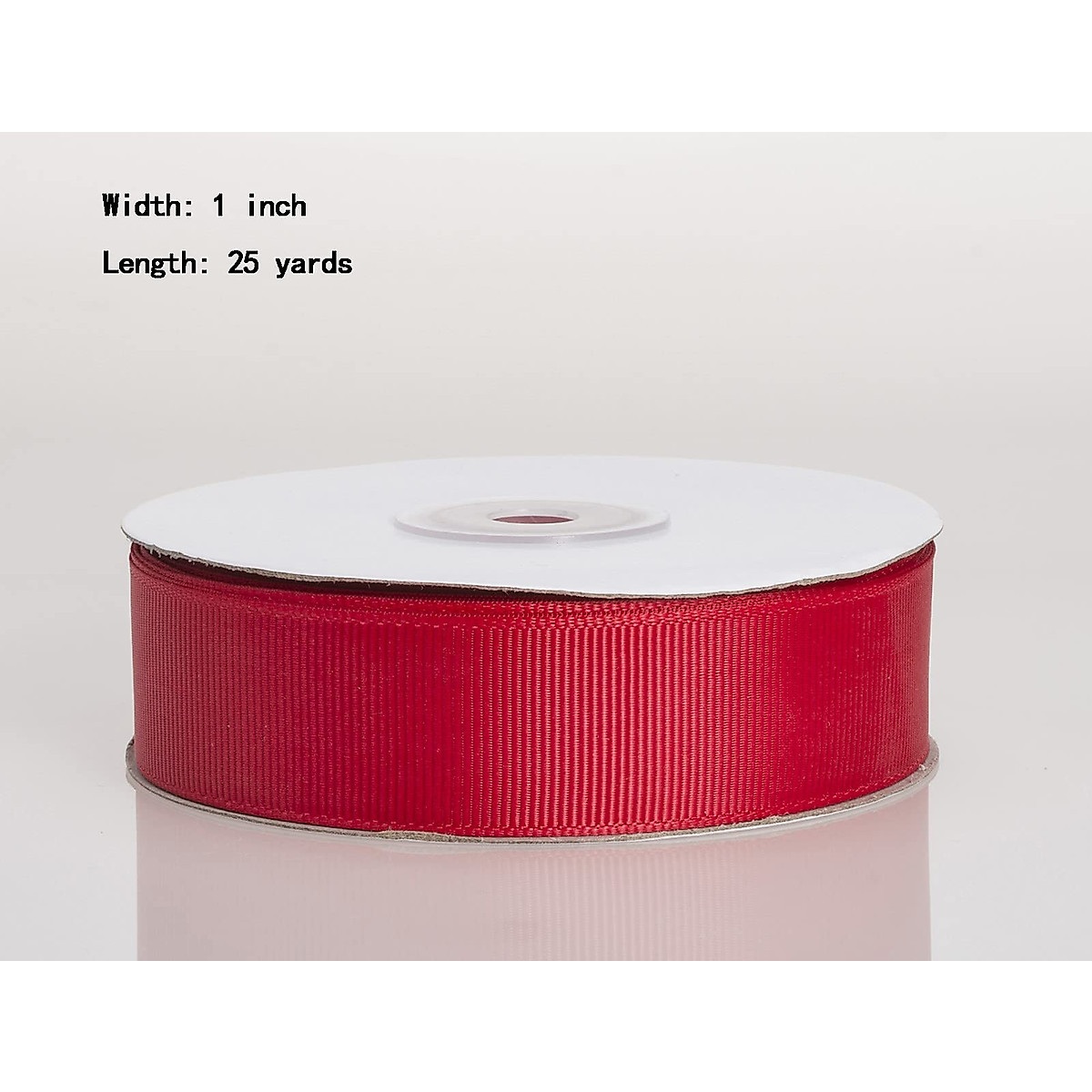 ATRBB 25 Yards 1 Inch Solid Grosgrain Ribbon Roll for Gift Wrapping DIY Hair Accessories (Red)