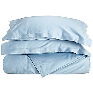 300-Thread Duvet Cover Set, Premium Long-Staple Cotton, Twin, Light Blue