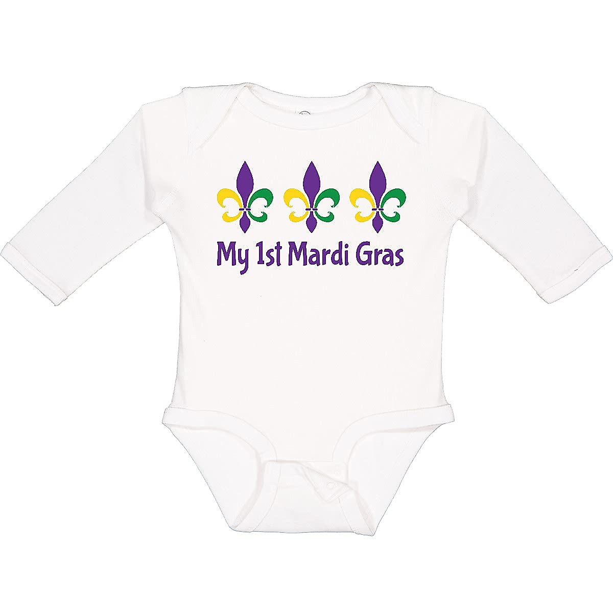 inktastic My 1st Mardi Gras Fleur De Lis Long Sleeve Creeper 6 Months 0020 White 1cb67