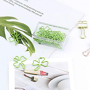 Homoyoyo 15 Pcs Shamrock Clover Shaped Paper Clips Great for Paper Clip Collectors or Office Present with Box