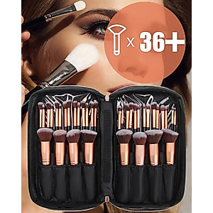 Makeup Brush Bag, Makeup Brush Organizer Cosmetic Bags Makeup Artist Case with Belt Strap Holder Multi functional Cosmetic Bag Makeup Handbag for Travel & Home Gift (Black)