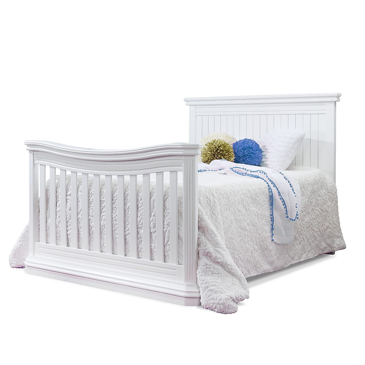 Sorelle Furniture Primo Crib, Classic 4-In-1 Convertible Crib, White Crib Made of Wood, Non-Toxic Finish, Wooden Baby Bed, Toddler Bed, Child’s Daybed and Full-Size Bed, Nursery Furniture-White
