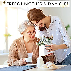 12 Pcs Craft Paper Flower Gift Bags Portable Bouquet Bags Box with Handle Waterproof Bouquet Gift Box Flowers Trapezoidal Florist Packaging Wrap for Valentine's Day Mother's Day (Black, White)