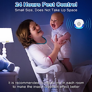 6 Pack Ultrasonic Insect Repeller, Electronic Insect Mouse Repellent, Indoor Pest Ultrasonic Plug in for Cockroaches, Mice, Spiders, Ants, Bugs, Mosquitoes, Pest Defence for House, Kitchen