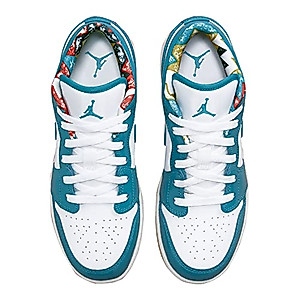 Jordan Big Kid's 1 Low SE Barcelona Cyber Teal/Cyber Teal-White (DM0589 400) - 4