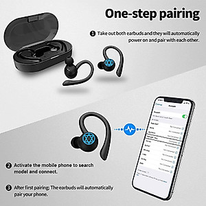 Wireless Earbuds, Bluetooth Sport Earphone with Earhook, Ear Buds Built-in Microphone, Perfect Sound Long Distance Connection Stereo Sound Noise Cancelling Headsets for Workout, Running, Gym