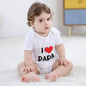 ZAV Unisex Infant Baby Clothes Twins I Love Papa I Love Mama Short Sleeve Bodysuit
