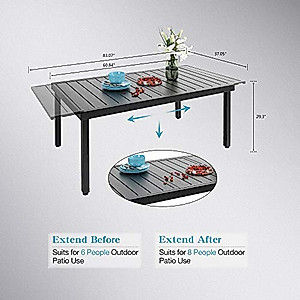 PHI VILLA Outdoor 9 Pieces Wicker Furniture Dining Set Patio Expandable Dining Table Set of 9 Rattan Swivel Dining Chairs for Outdoor Garden Bistro(9 Pieces)