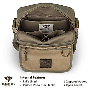 SCRUFFY DOG Canvas Messenger Bag for Men and Women with Adjustable Strap - Crossbody Satchel Small 11 inch, Khaki