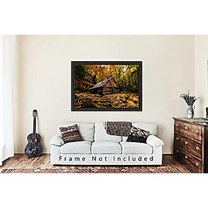 Country Photography Print (Not Framed) Picture of Old Barn Surrounded by Fall Foliage on Autumn Day in Great Smoky Mountains Tennessee Rustic Wall Art Cabin Lodge Decor (8" x 10")