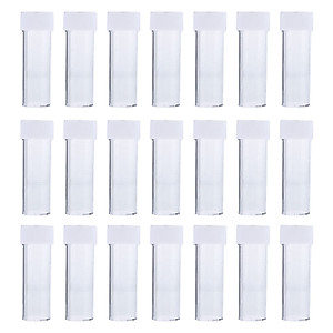 Baluue 50pcs Plastic Test Tubes Screw Caps Small Bottle Vial Storage Sputum Sample Vial Container for Lab Specimen Organizer 25ml