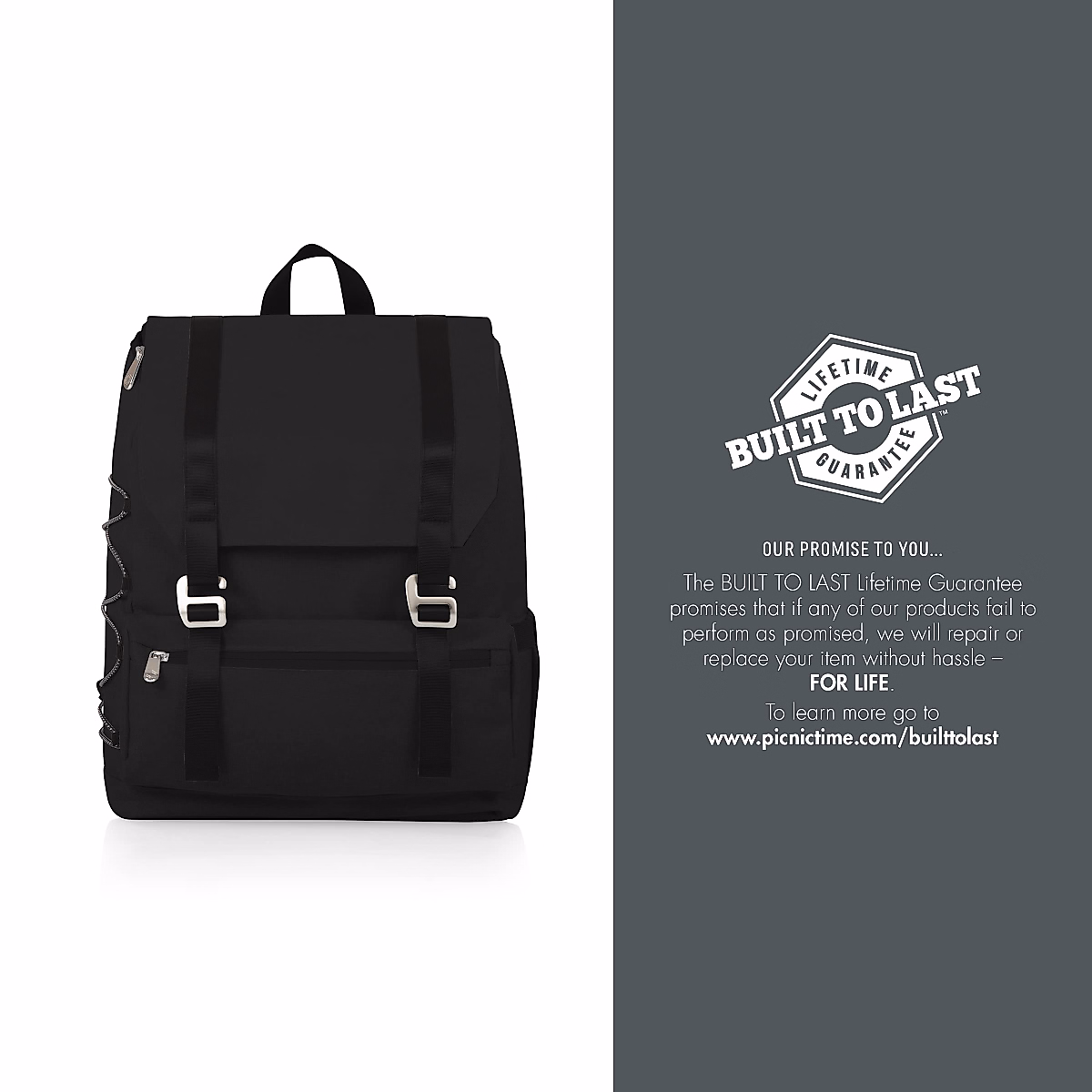 PICNIC TIME ONIVA - a Brand - OTG Traverse Backpack Cooler, Soft Cooler Backpack, Hiking Backpack, (Black)