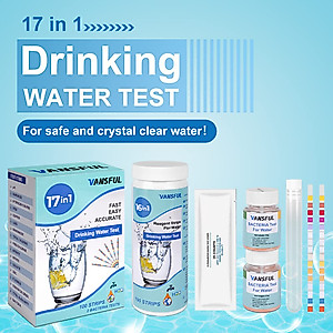 17 in 1 Drinking Water Test Strips, 100 PCS Hot Tub Test Strips, Test Total Chlorine, Bromine, Free Chlorine, PH, Iron, Fluoride, Copper, Mercury, and More