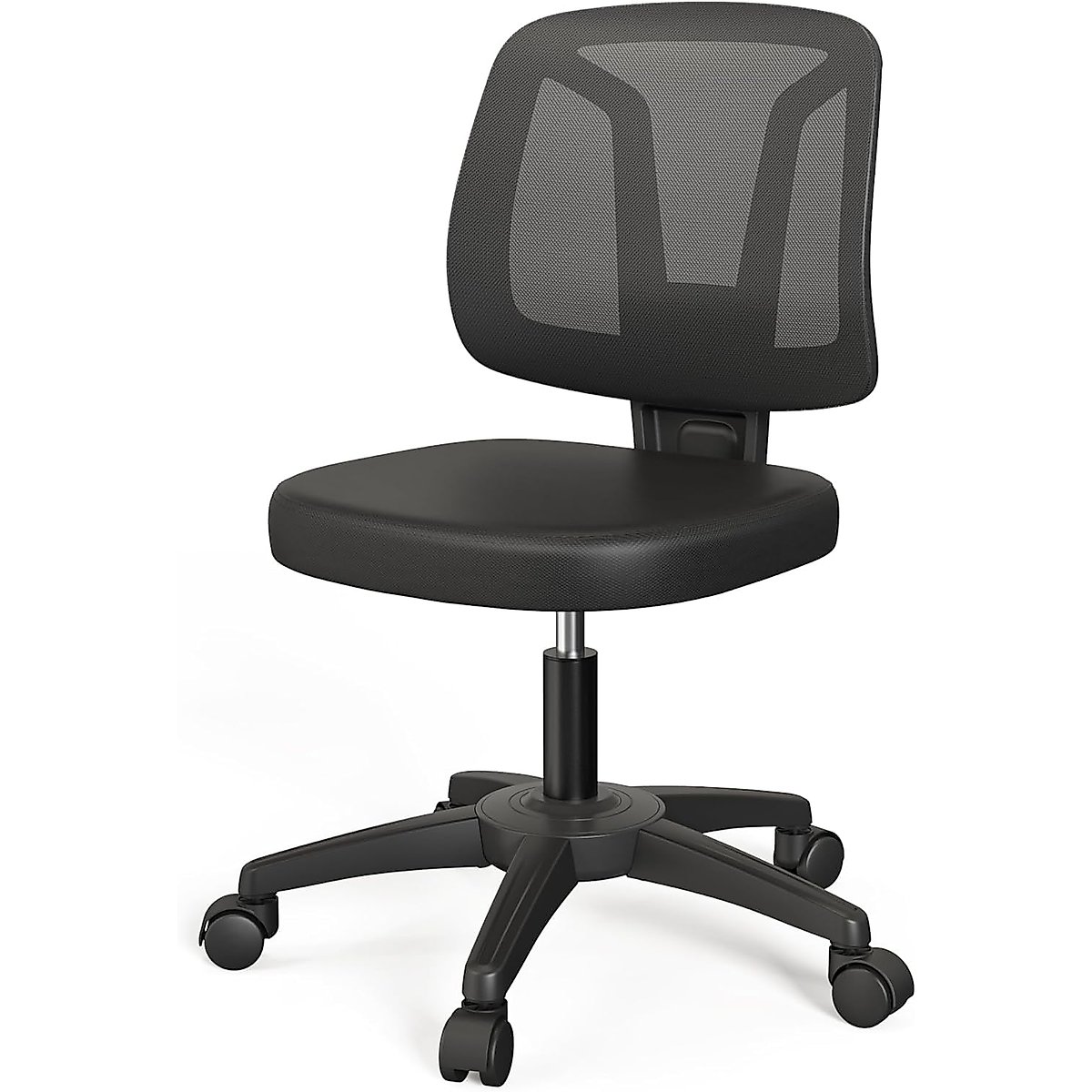 TTD TIANTIANDA Armless Swivel Mesh Computer Office Desk Chair Height Adjustable with Lumber Support for Small Spaces, Black
