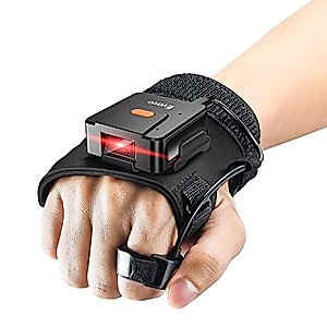 Eyoyo Wearable Glove 1D Bluetooth Barcode Scanner, Left&Right Hand Wearable,1D Finger Trigger Wireless Bar Code Reader Inventory with Retractable Lanyard Compatible with iPhone iPad Android Tablet