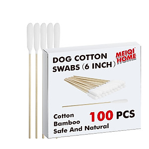 Large Cotton Swabs with Wooden Sticks for Pets - 100 Pack,6 Inch Big Cotton Swabs ， Long Cotton Swabs，dog ear swabs，long cotton swab, dog ear swabs,Specially Designed for Pets,cleaning solution.