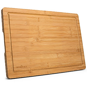 HOMBURY Extra Large Cutting Board 17.5x12" - Kitchen wood cutting board extra-large with Juice Groove - Ideal for Meat, Cheese, Fruit and Vegetables - Natural Color