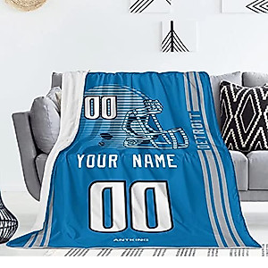 ANTKING Detroit Throw Blanket Custom Any Name and Number for Men Women Youth Gifts