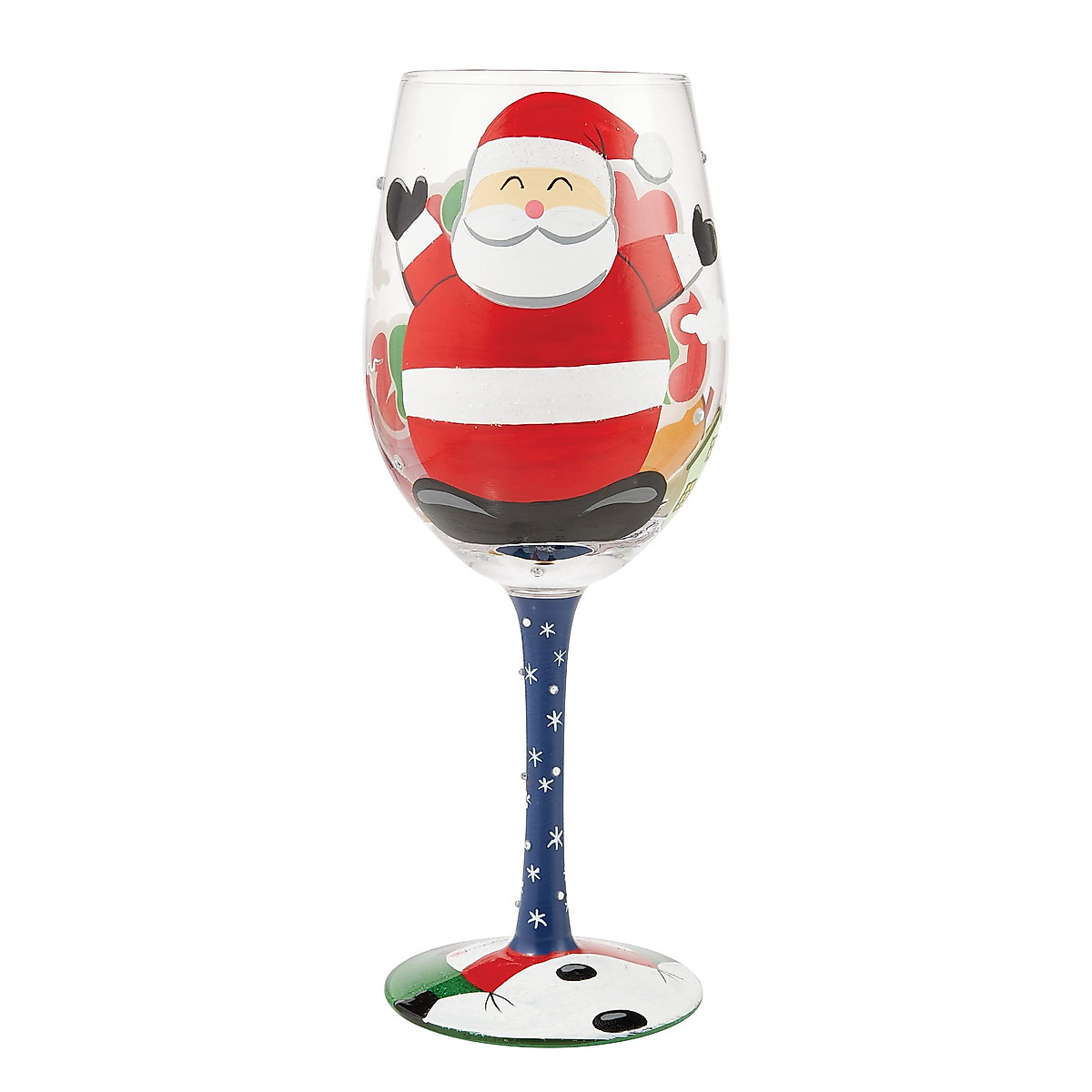 Enesco Designs by Lolita Holiday Go Big this Christmas Santa Hand-Painted Artisan Wine Glass, 15 Ounce, Multicolor