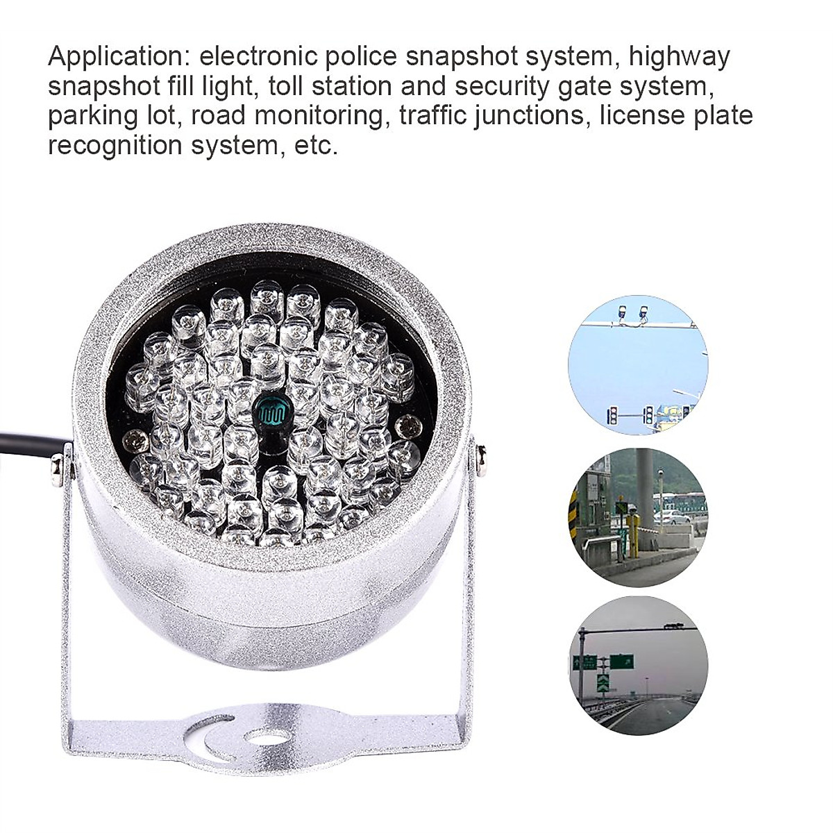 Outdoor Camera IR Illuminator Lights, DC 12V 1A CCTV IR Night Vision Illuminator Camera 48 LED Waterproof Replacement for Electronic Police Snapshot System Traffic Junctions